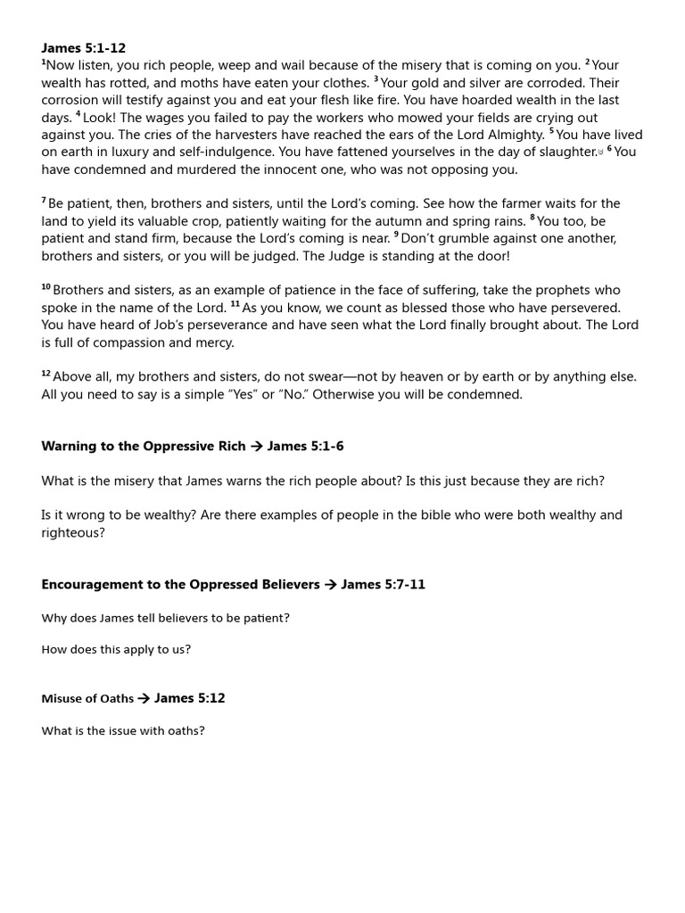 James 5.1-12 | PDF | Religion & Spirituality