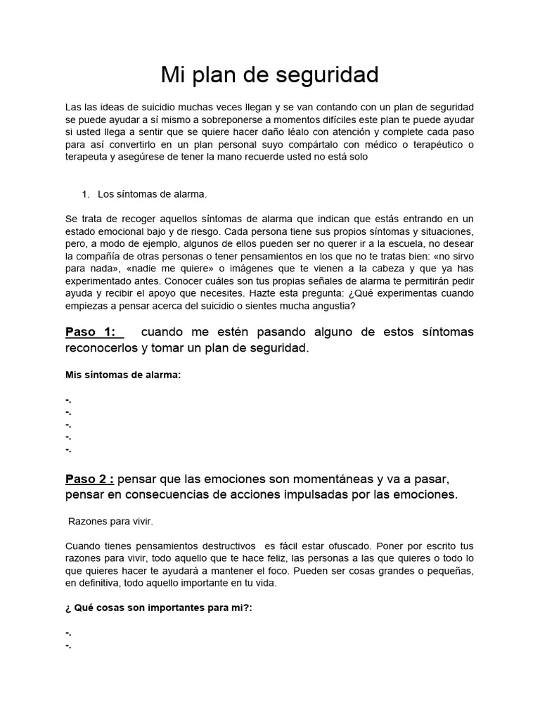 Mi Plan de Seguridad | PDF | Las emociones