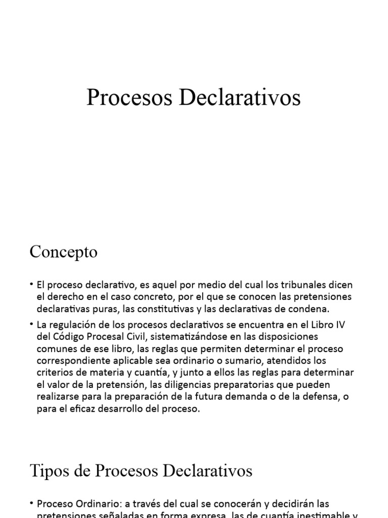 Procesos Declarativos | Descargar gratis PDF | Demanda judicial | Ley procesal