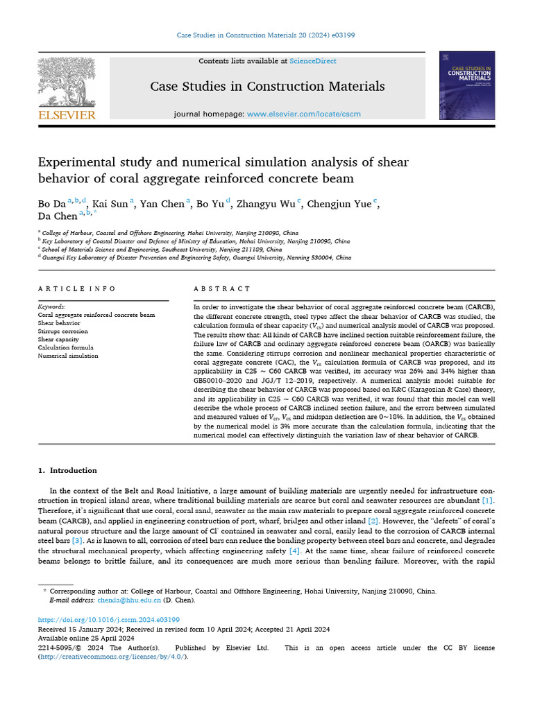 Experimental Study and Numerical Simulation Analysis - 2024 - Case ...