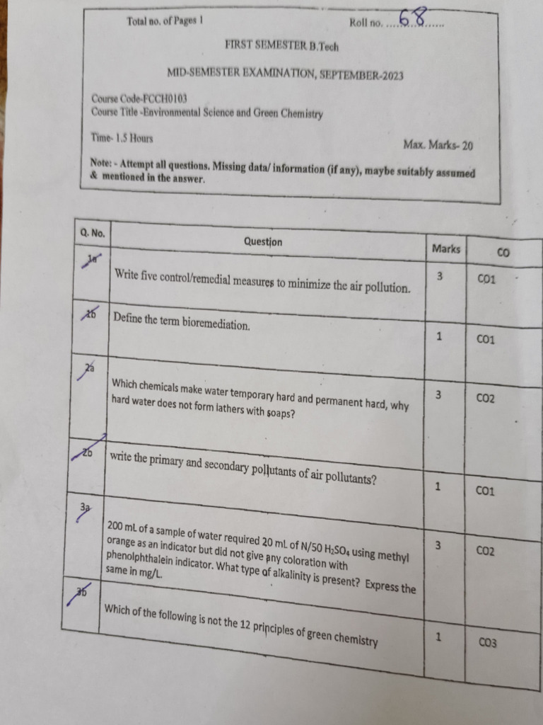 Chemistry Mid Sem Pyp | PDF