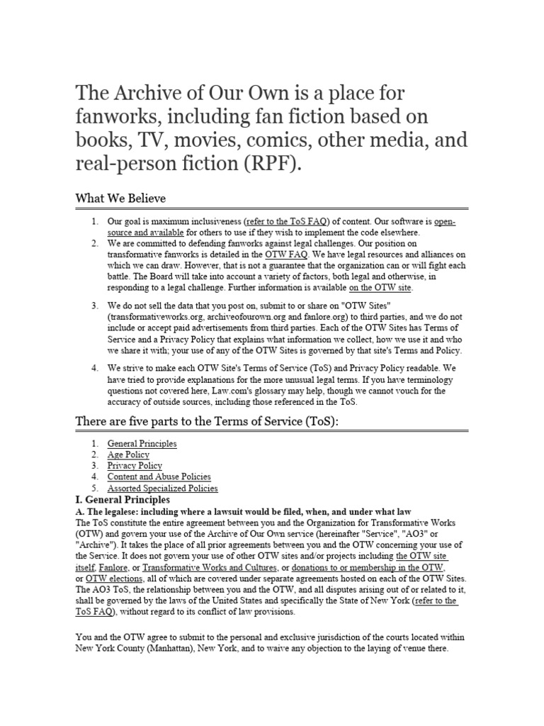The Archive of Our Own Is A Place For Fanworks | PDF | Http Cookie ...