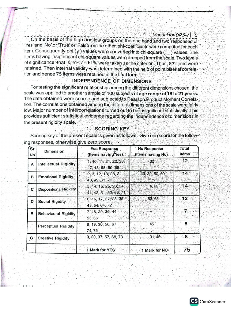 Manual (Dimensions of Rigidity Scale) 5 | PDF