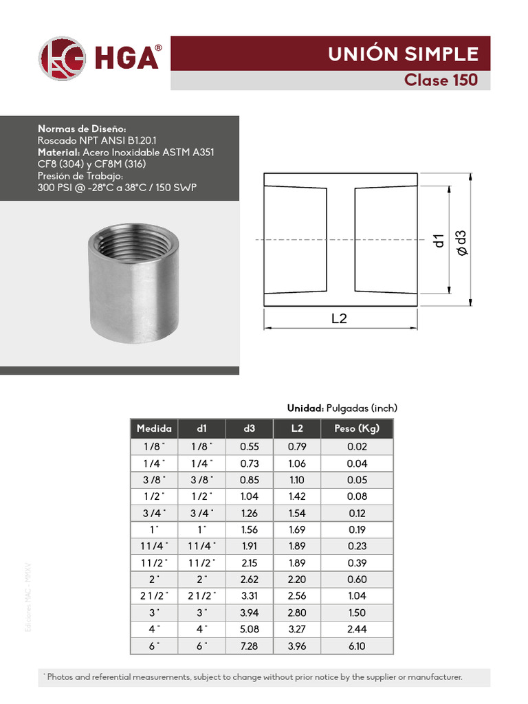 Unión Simple Clase 150 - Normas de Diseño | PDF