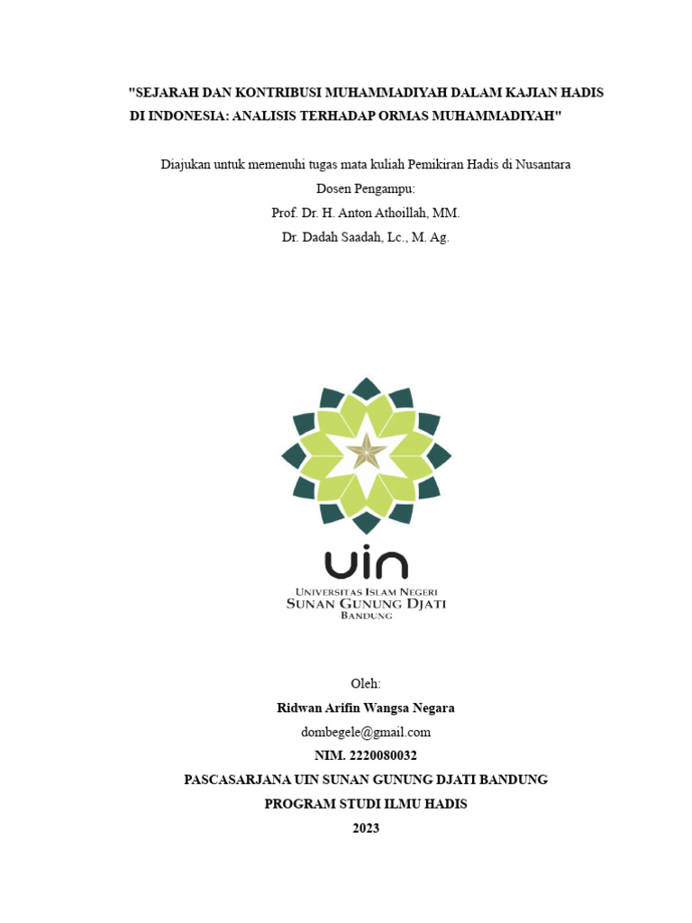 (Pemikiran Hadis Di Nusantara) Ormas Muhammadiyah | PDF