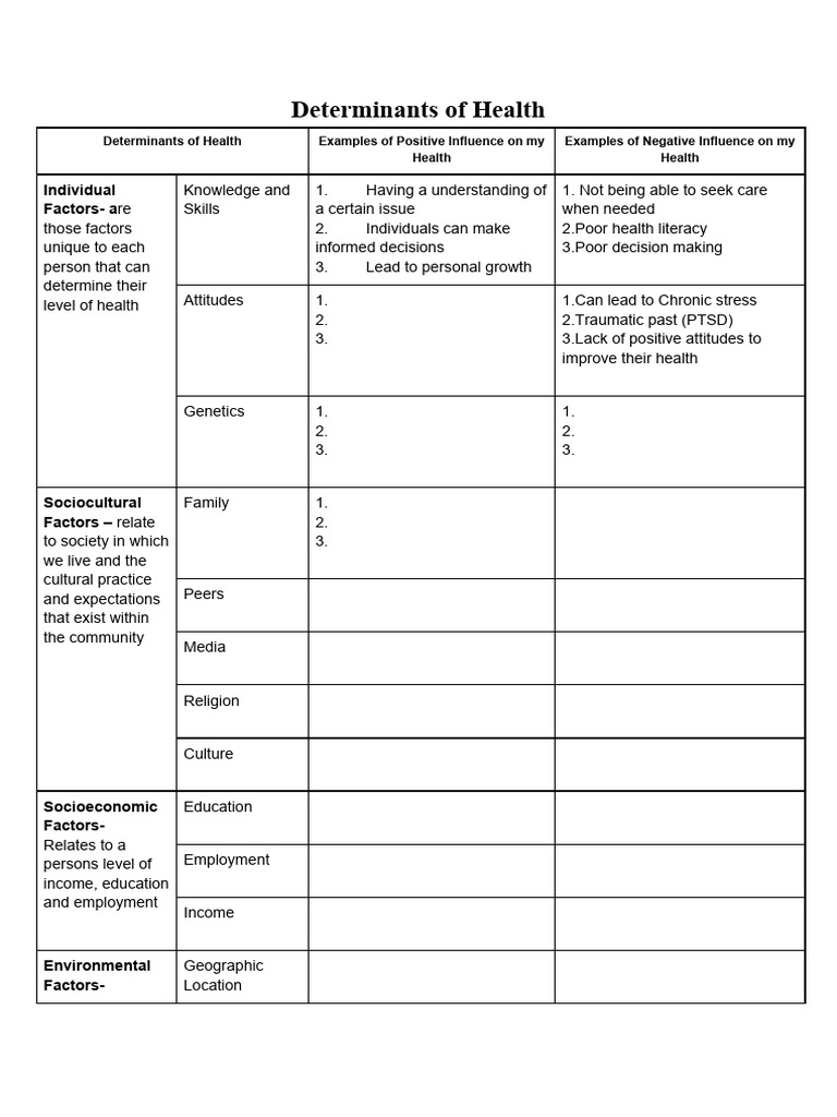 Determinants of Health | PDF
