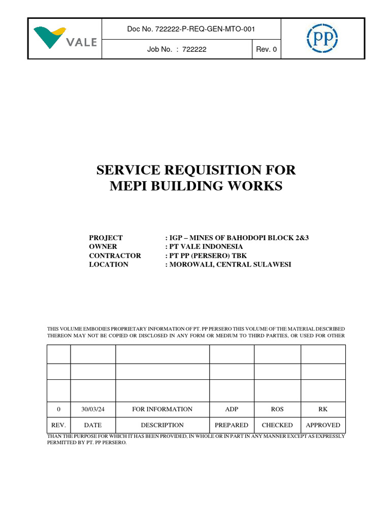 Service Requisition for MEPI Works | PDF | Safety | Heavy Equipment