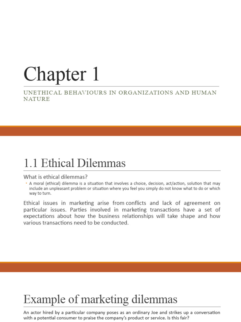 Chapter 1 Unethical Behavior in Organization and Human Nature | PDF ...