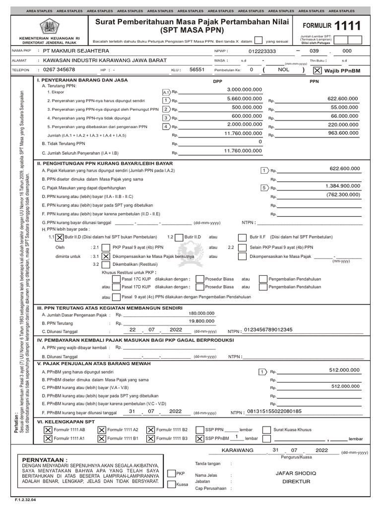 Kunci Jawaban SPT - PPN - 1111 B | PDF