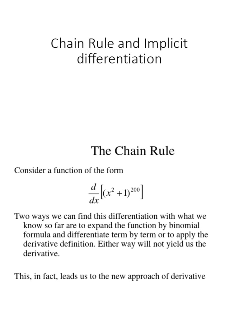 6 Chain Rule, Higher Derivative and Implicit Differentiation | PDF ...