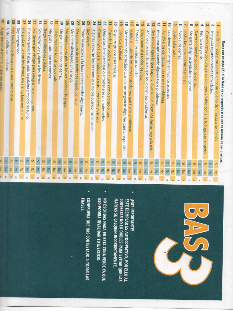 Test BAS 3 Autoaplicable | PDF