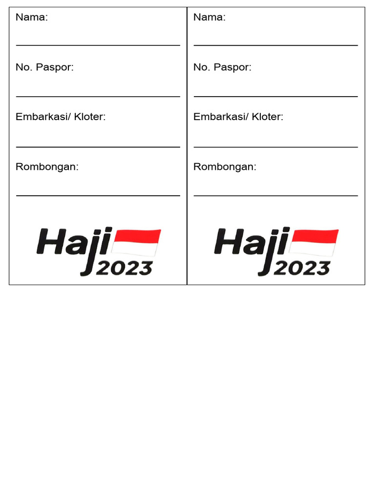 Stiker Koper Haji 2023 | PDF