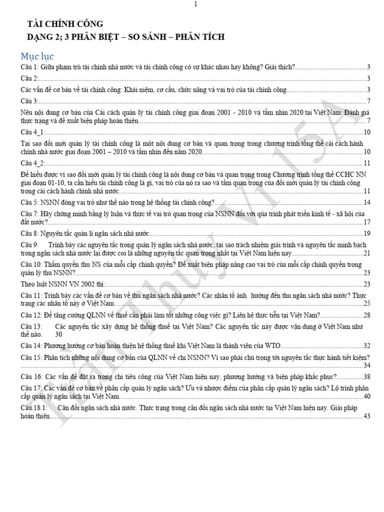 2. TCCC Dạng 2 3 Phân biệt, so sánh, phân tích Tài chính công | PDF