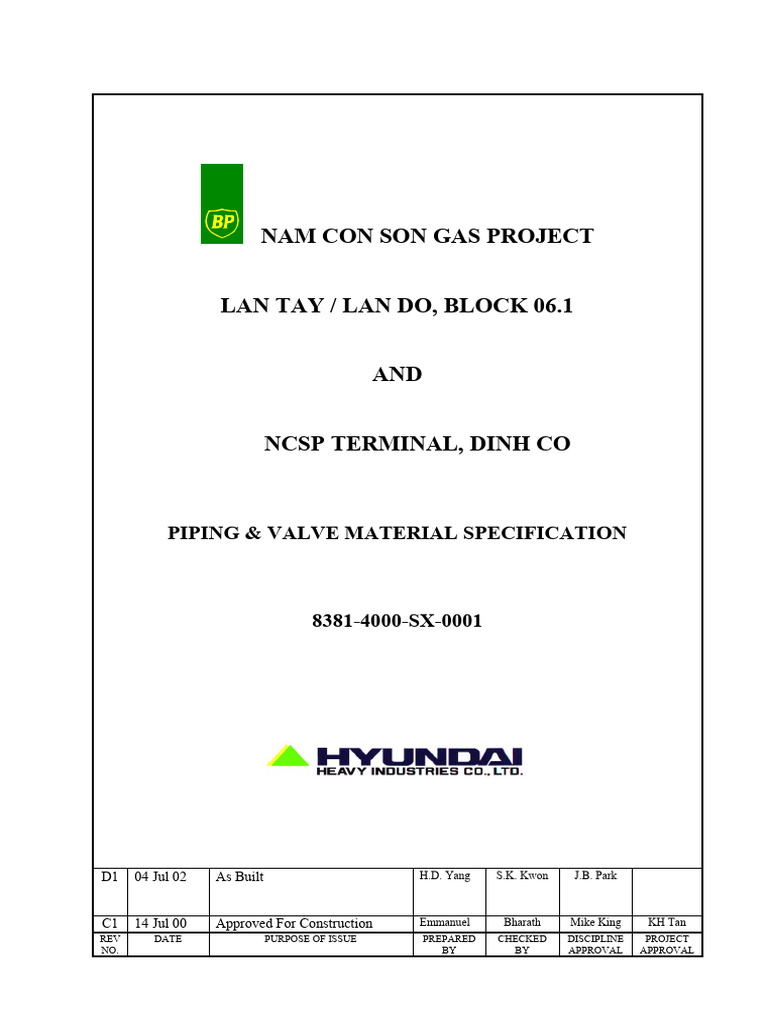 8381-4000-SX-0001 Piping & Valve Material Specification | Download Free ...