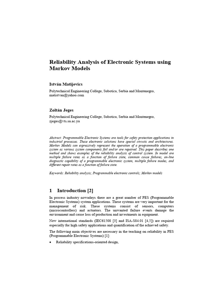 Markov Paper Programable | PDF | Reliability Engineering | Systems ...