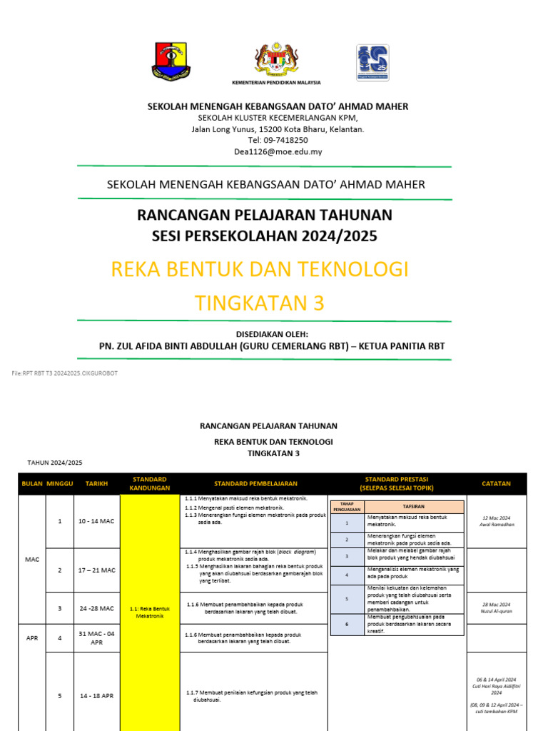 RPT-RBT t3 20242025 Cikgurobot | PDF