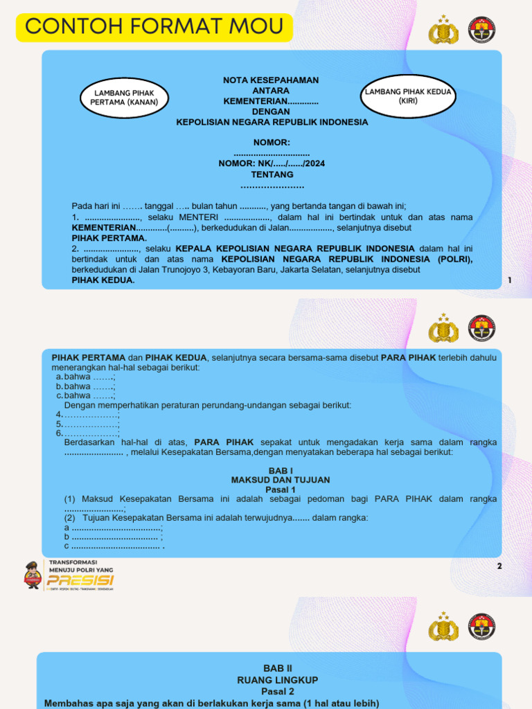 Contoh Format MOU Kerja Sama | PDF | Hukum