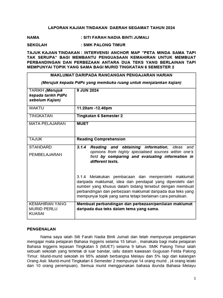 Kajian Tindakan Farah Nadia 2024 | PDF