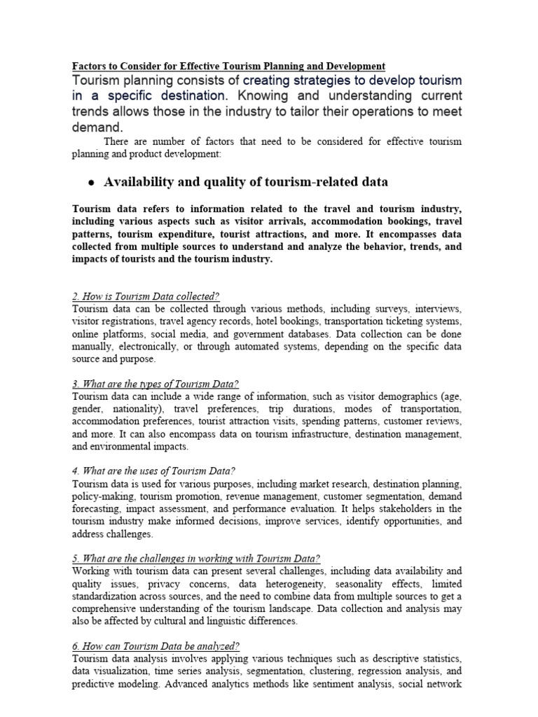Factors To Consider For Effective Tourism Planning and Development ...