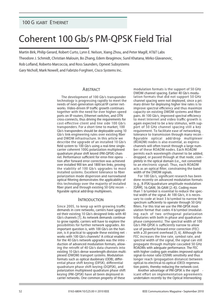 100 Gb/s PM-QPSK Network Upgrade | PDF | Field Programmable Gate Array ...