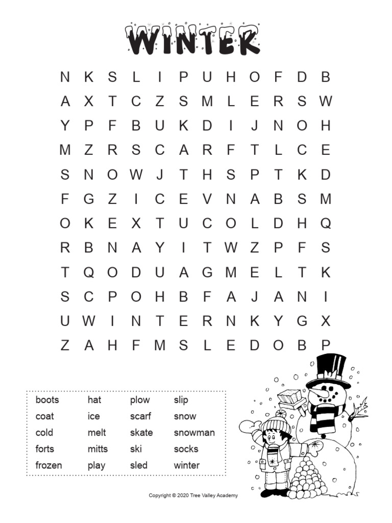 Winter Word Searches | Download Free PDF | Water Ice | Precipitation
