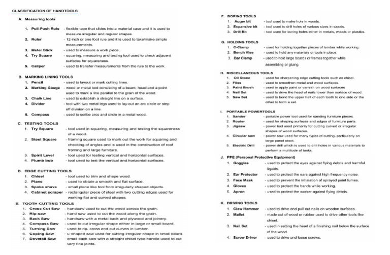 Classification of Tools | PDF