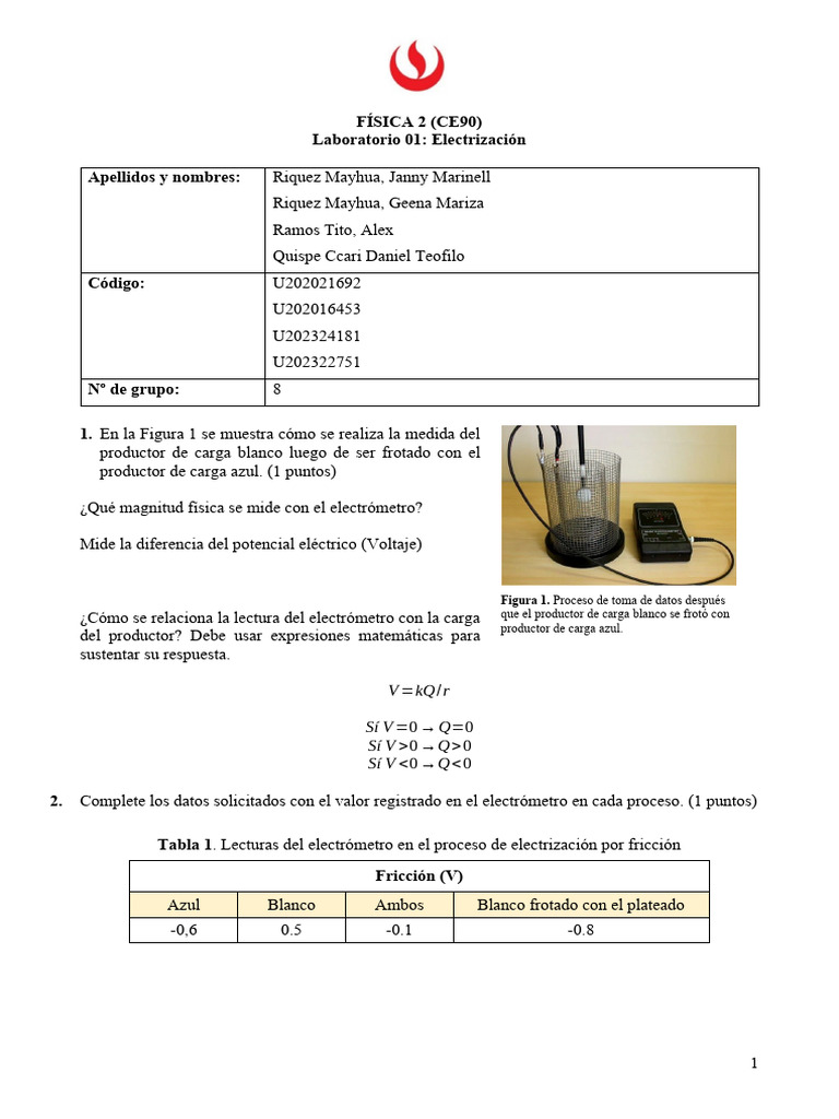 Reporte de Laboratorio 01 de Física 2 | PDF | Cantidades fisicas | Física