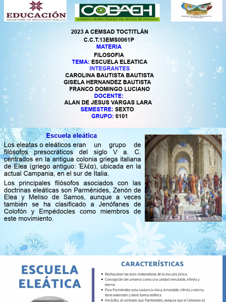 Escuela Eleatica | PDF | Filosofía antigua | Metafísica