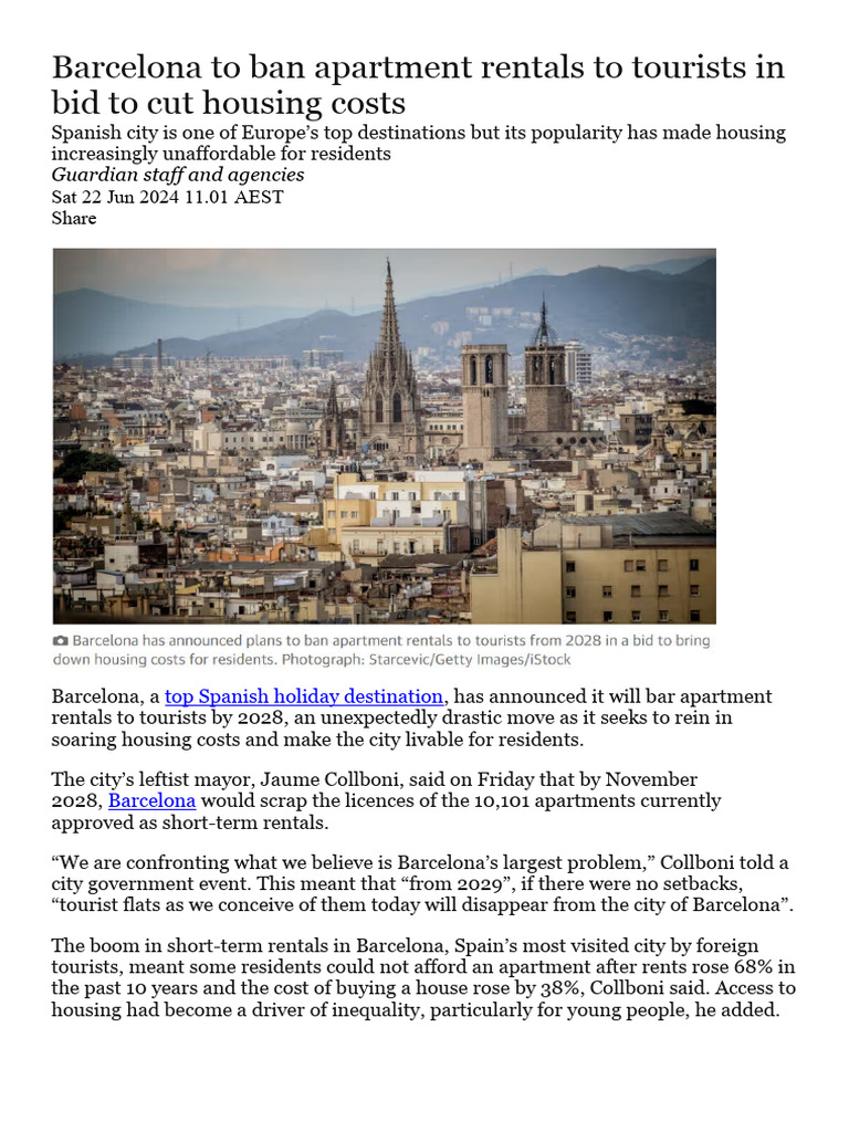 Spain Over-Tourism | PDF | Tourism | Barcelona