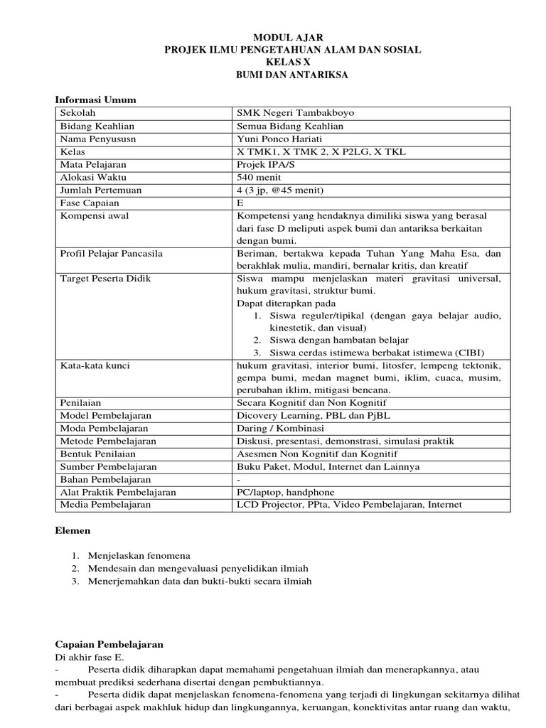 CP 4.modul Ajar Projek Ipas Bumi Dan Antariksa | PDF CP 4.modul Ajar Projek Ipas Bumi Dan Antariksa | PDF