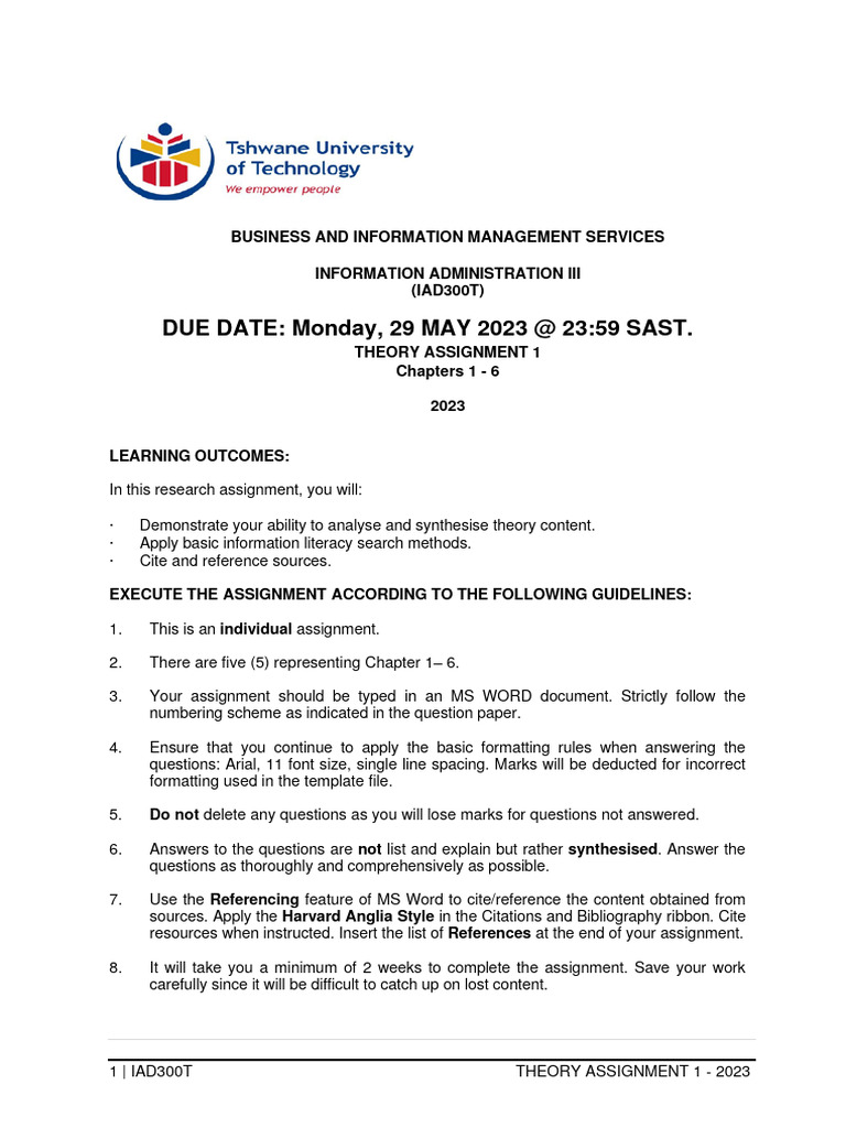 IAD300T - Theory Assignment 1 - 2023 | Download Free PDF | Databases | Cloud Computing