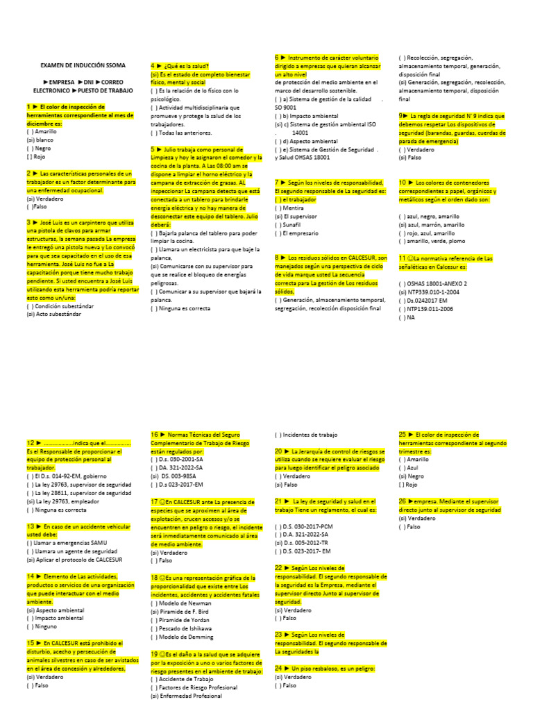 Examen de Inducción Ssoma1 | PDF Examen de Inducción Ssoma1 | PDF