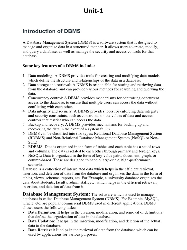 Unit 1 Notes Pdf Databases Conceptual Model 9069