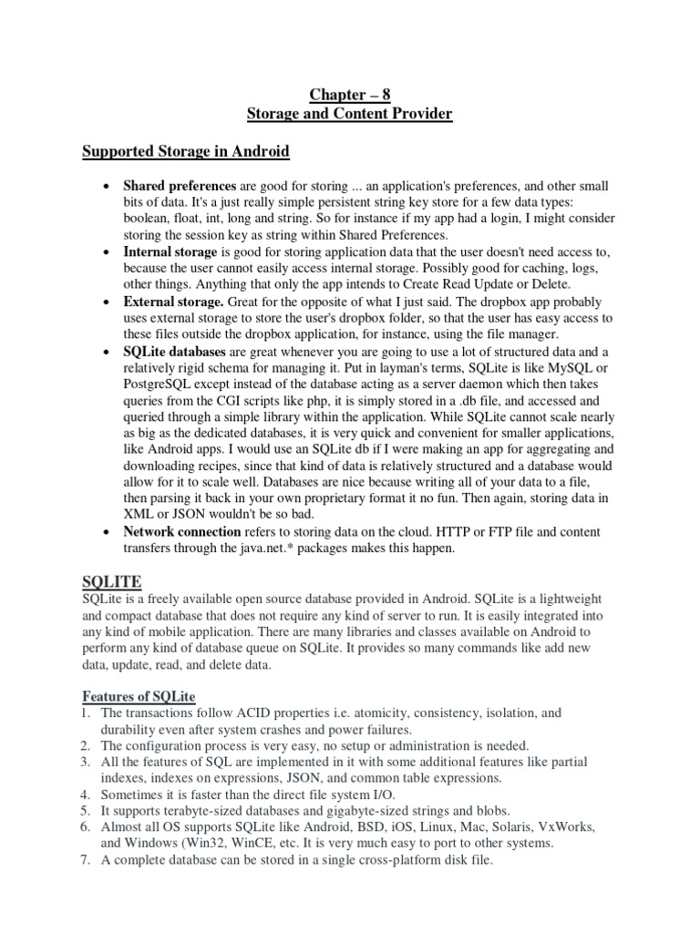 Android ch-8 | PDF | Databases | Database Index