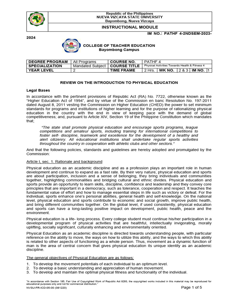 Pathf 4 Module 1 Midterm | PDF | Physical Education | Physical Fitness