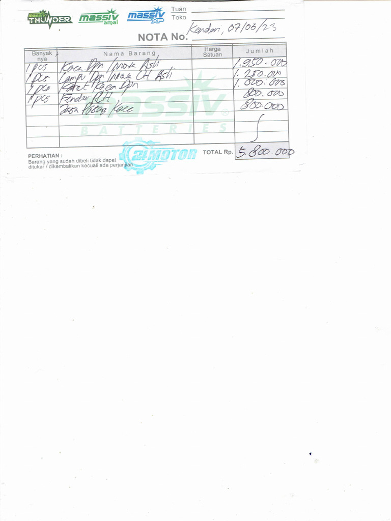 Nota Perbaikan Innova18012014 - 0001 | PDF