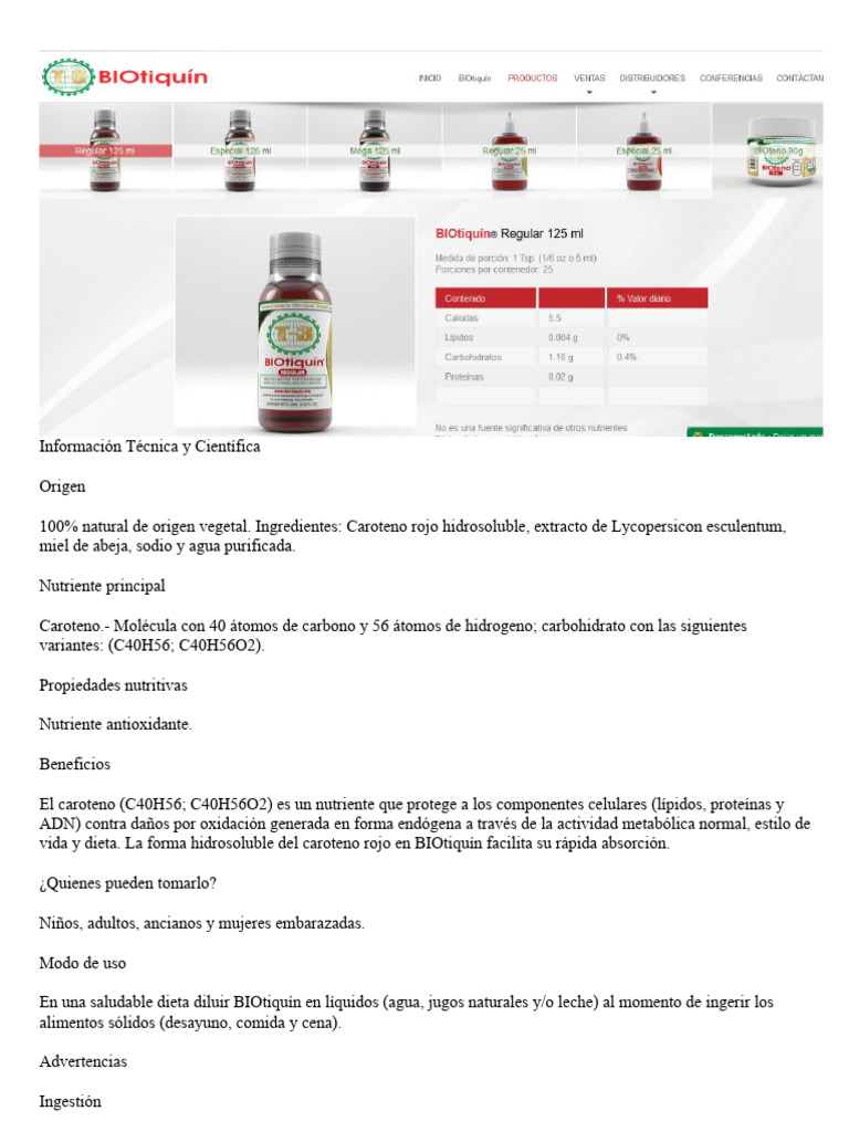 BIOTIQUIN | PDF | Alimentos | Nutrientes