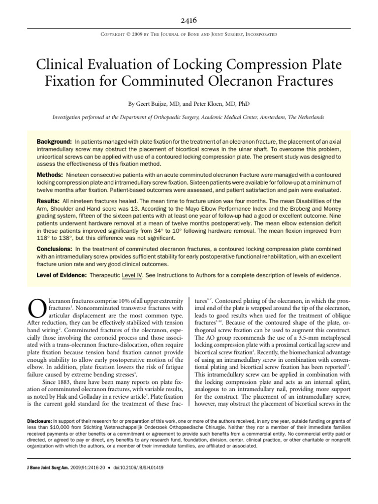 Clinical Evaluation Of Locking Compression Plate Fixation For