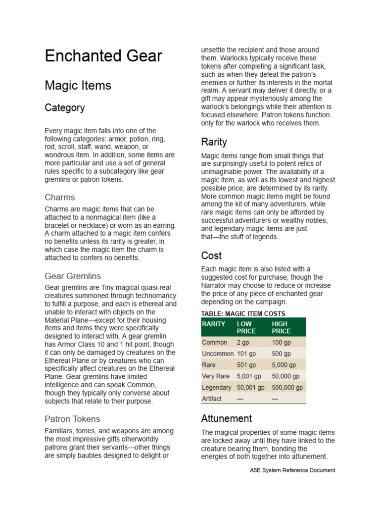 A5e SRD 18 Enchanted Items | PDF