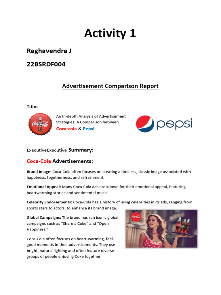Activity 1 | PDF | Pepsi | Brand