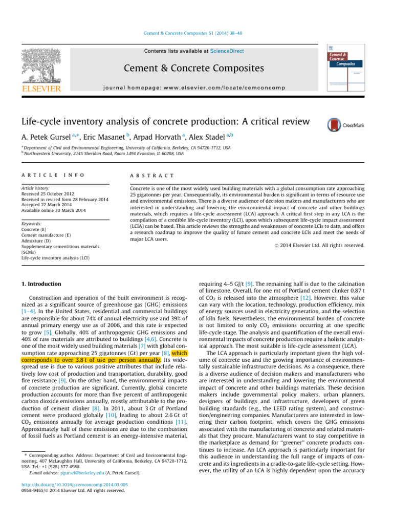 Gursel Et Al. - 2014 - Life-cycle Inventory Analysis of Concrete ...