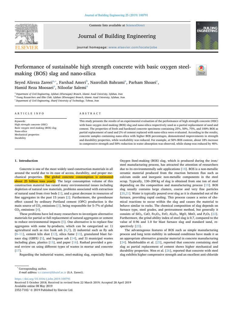 High Strength Concrete with BOS Slag | PDF | Concrete | Cement