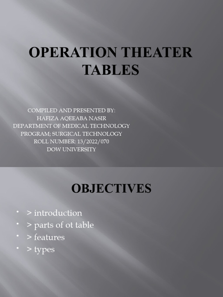 OPERATION THEATER TABLE | PDF | Surgery | Urology