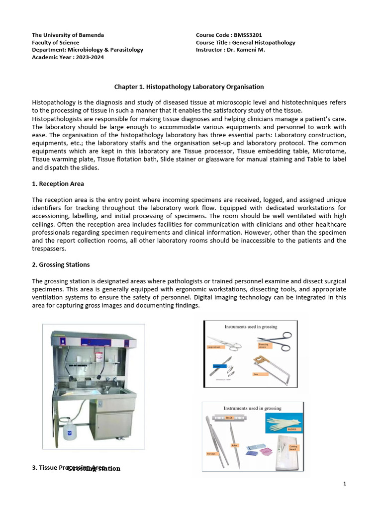 BMSS3201 - Histopathology - Chap1 - DRK 2024 | PDF | Histology | Histopathology
