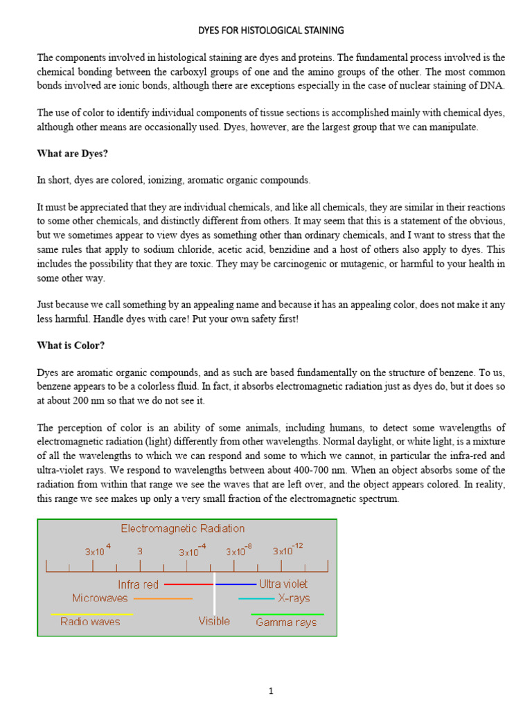 Histological Staining Dyes Explained | PDF | Staining | Dye