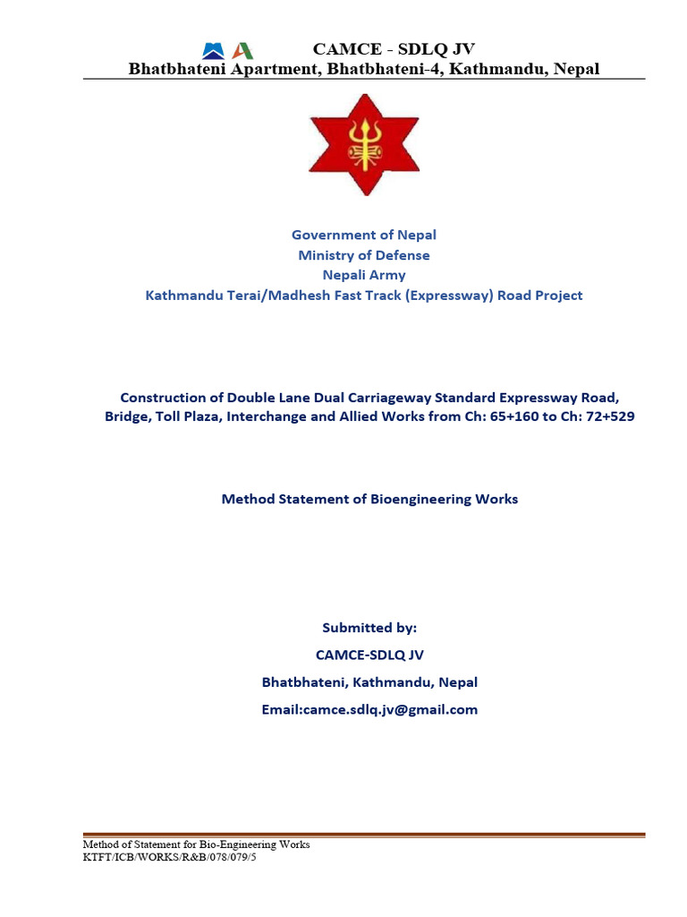 Bioengineering Methods for KTFT Project | PDF | Road | Nepal