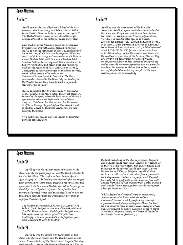 Apollo Missions: Moon Landings | PDF | Apollo Program | Apollo 11