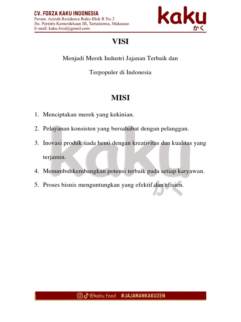 Visi & Misi Kaku Food | PDF