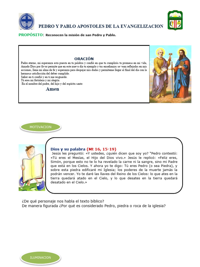 San Pedro y San Pablo Apóstoles de La Evangelización 3°, 4° y 5° | Descargar gratis PDF | Pablo ...