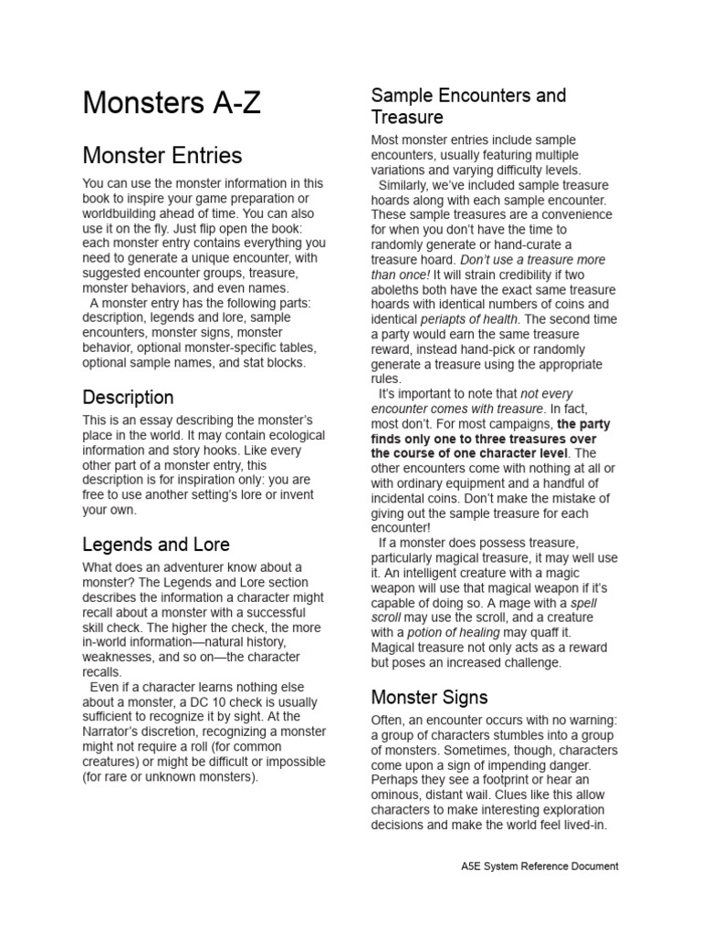 A5e SRD 19.1 Monsters A-F | PDF